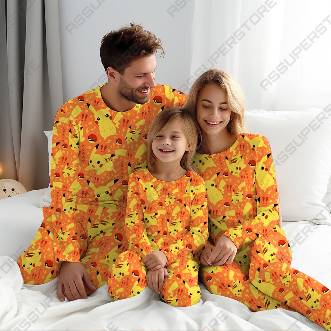 Pikachu Pajamas Set Matching Pajamas Family Pajamas Set Valentine ...