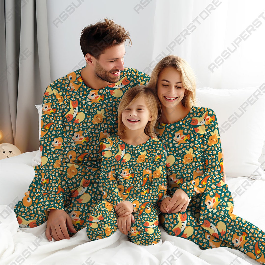 Charmander Cute Matching Pajamas in Sunday Pajamas Dragon Fire Anime ...