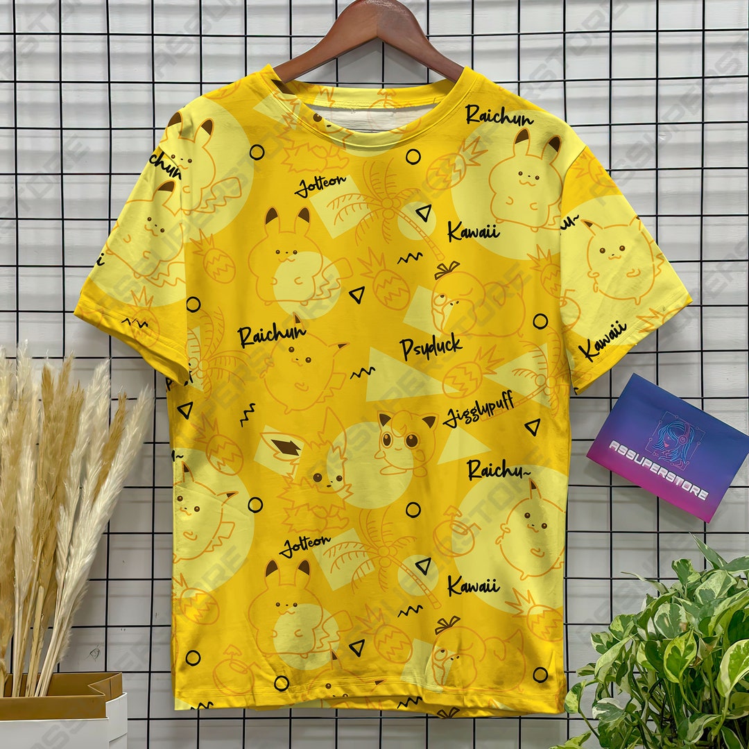 Psyduck Raichu Funny Tshirt Cat Duck Kawaii Japanese Design Tshirt ...