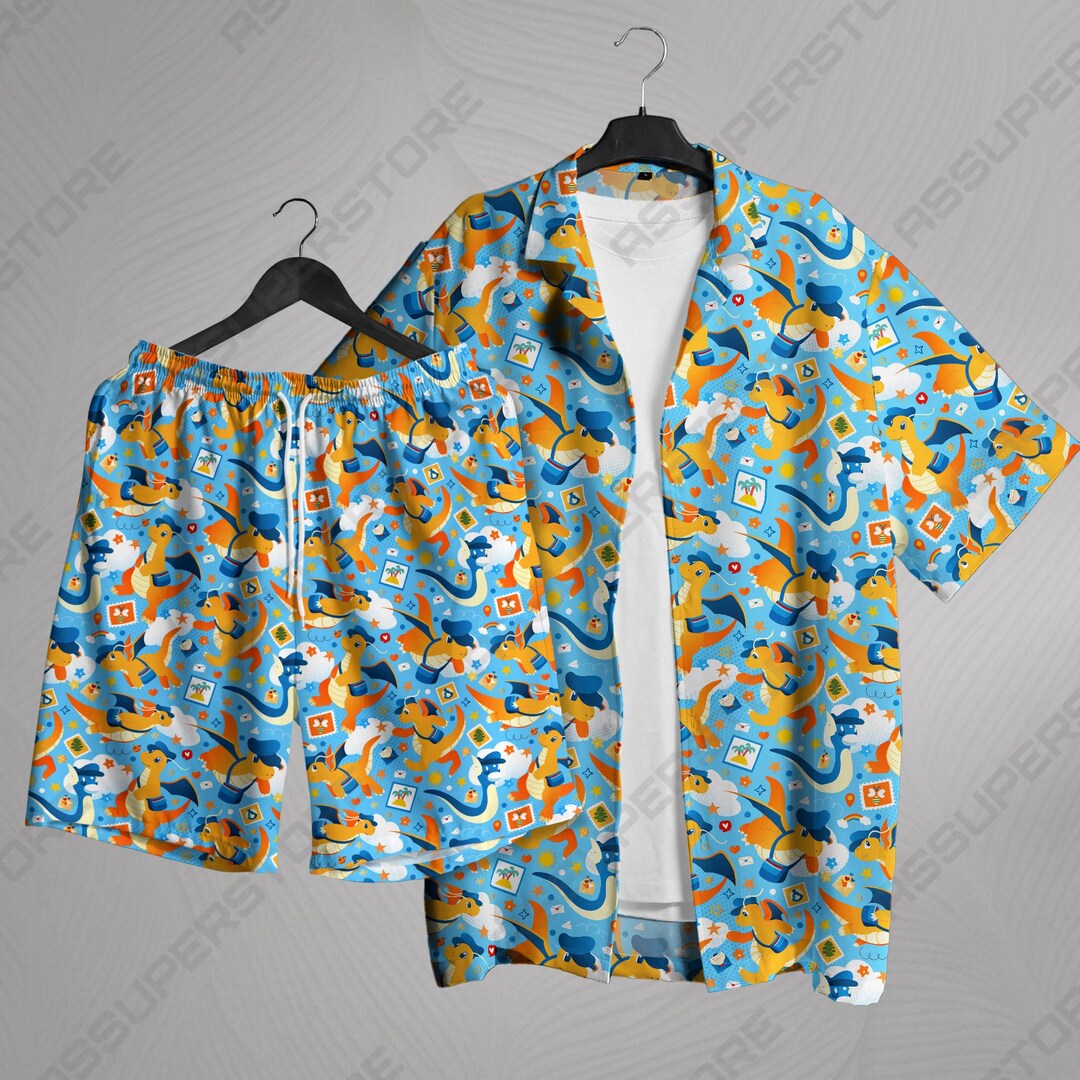 Dragonite Hawaiian Shirt Tropical Button up Shirt Cute Summer Gift ...