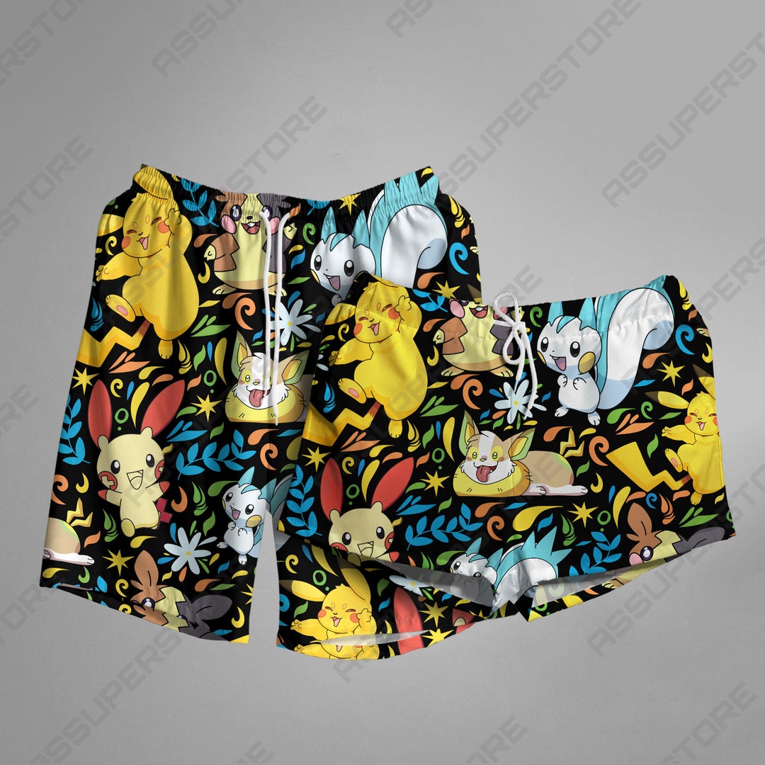 Pikachu Yamper Hawaiian Shorts Anime Summer Fun Hawaiian Short Gifts - Etsy