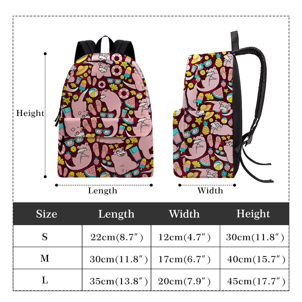 Slowpoke Kawaii Pink Backpack Yadon Red Cartoon School - Etsy