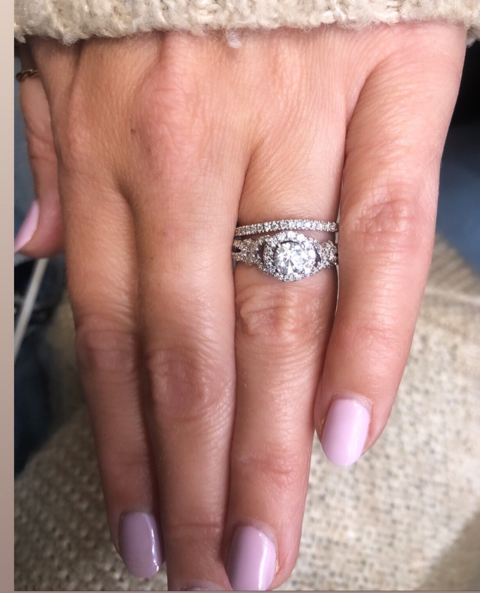 14K White Gold Diamond Halo Engagement/promise Ring and - Etsy