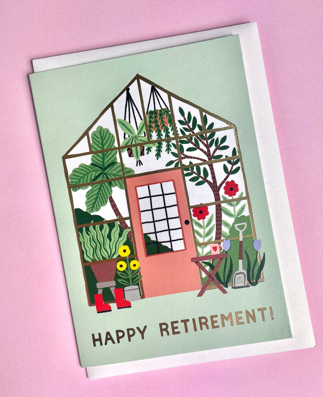 Happy Retirement Card A6 Greenhouse Greetings Card Botanical Card ...