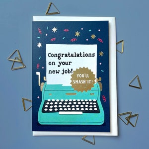 Congratulations on Your New Job Card New Job Greetings Card Typewriter ...