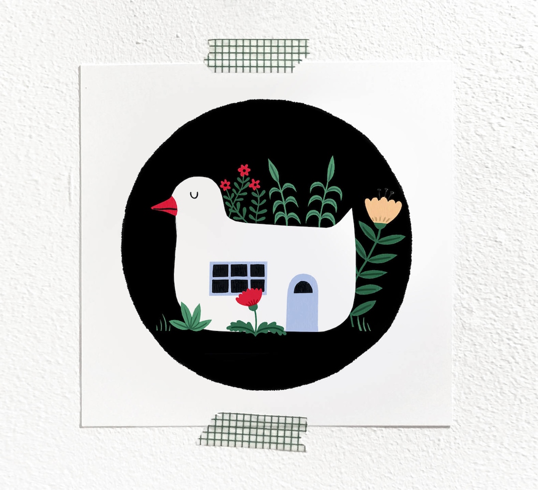 Square Duck House Mini Print, 160 X 160cm, Novelty House, Fun Botanical ...