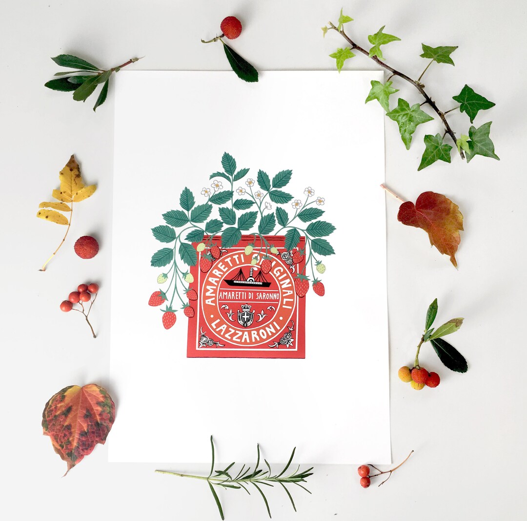Botanical Tin Print (A4 + A3) | Strawberry Plant Art | Packaging Wall ...