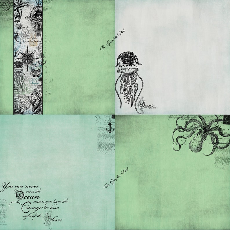 12x12 Ocean/sealife Papers. Digital Download - Etsy