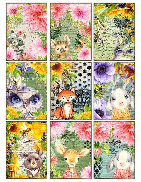 Flower ATC printable Digital Download Embellishments Papercraft etna.com.pe