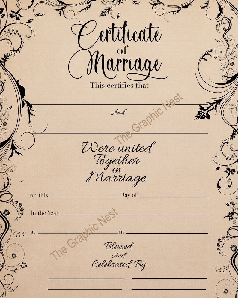 Marriage Certificate With Blessing Text Digital Download Etsy UK
