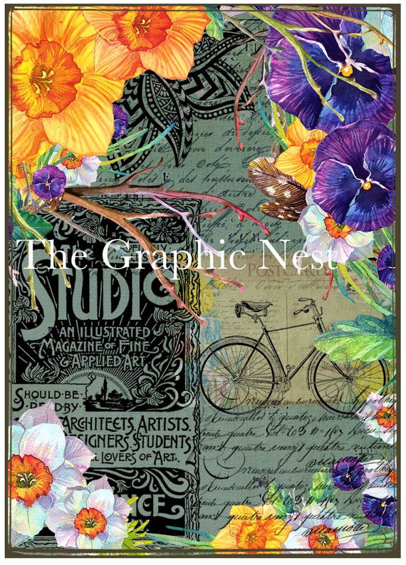 Flower ATC printable Digital Download Embellishments Papercraft etna.com.pe