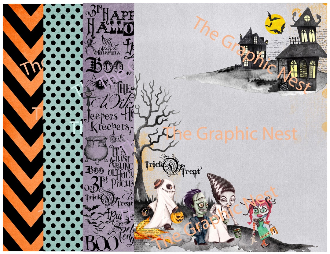 8.5x11 Trick or Treat Digital Paper. Digital Download. - Etsy