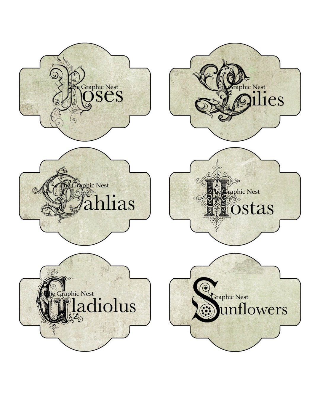 Flower Labels. Digital Download - Etsy