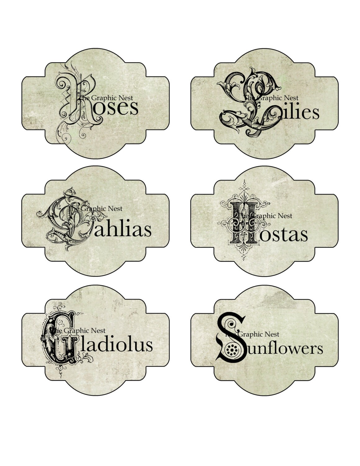 Flower Labels. Digital Download - Etsy