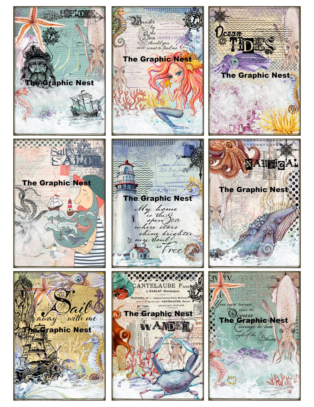 Ocean ATC Cards. Digital Download. - Etsy