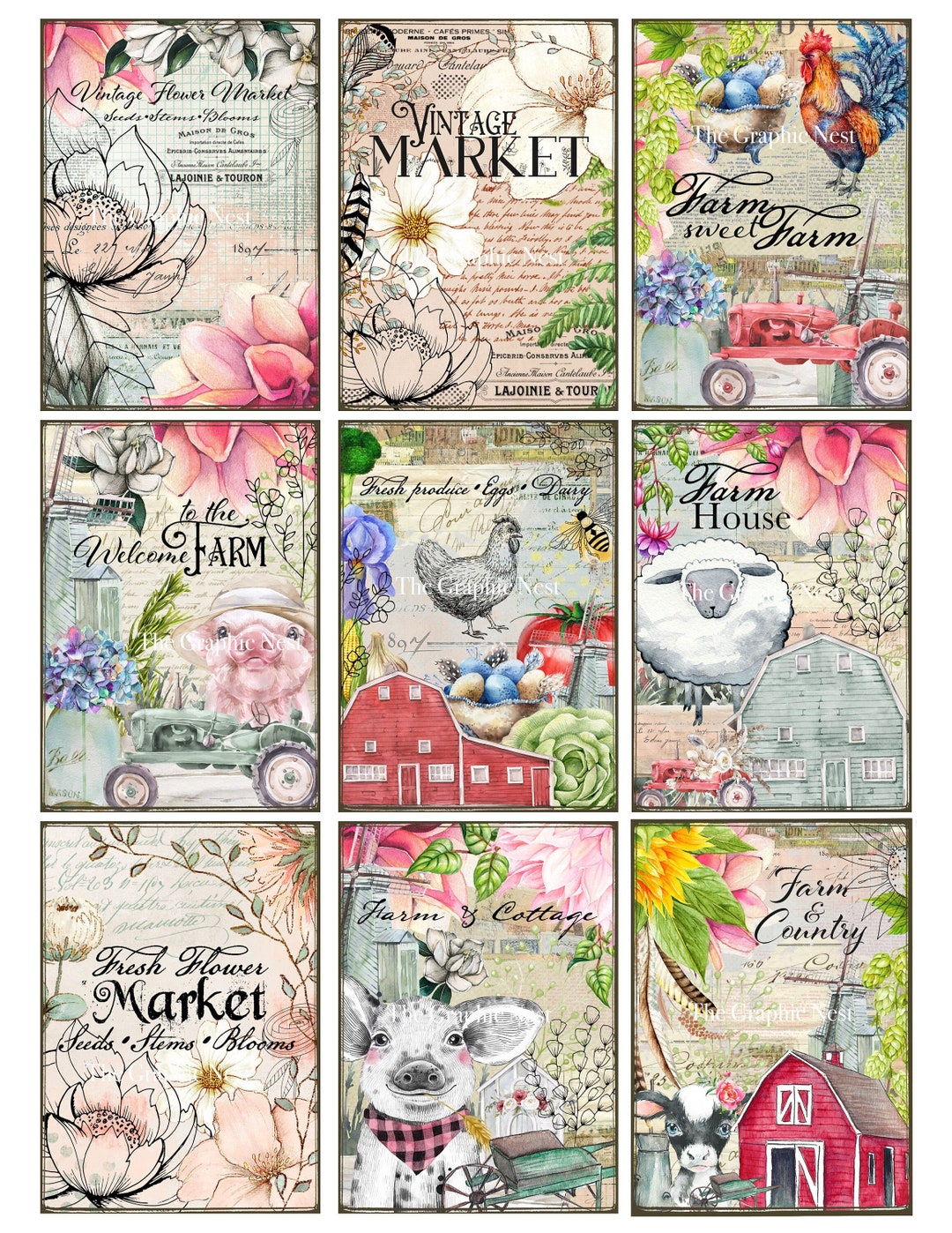 Farmhouse ATC Cards. Digital Download. - Etsy