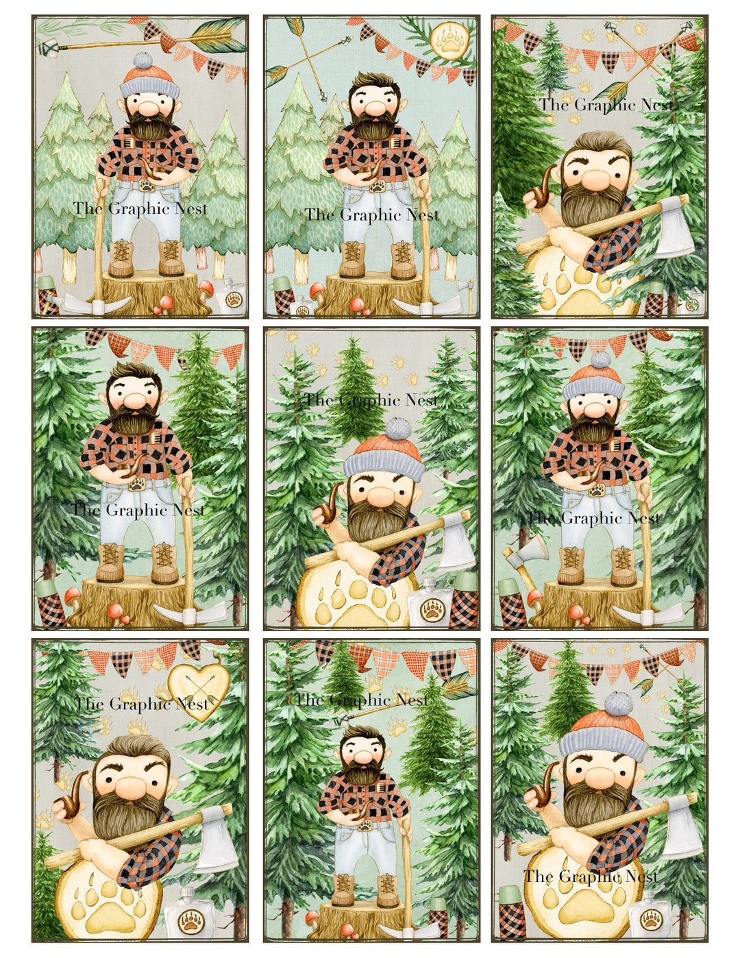 Lumberjack ATC Cards. Digital Download. - Etsy