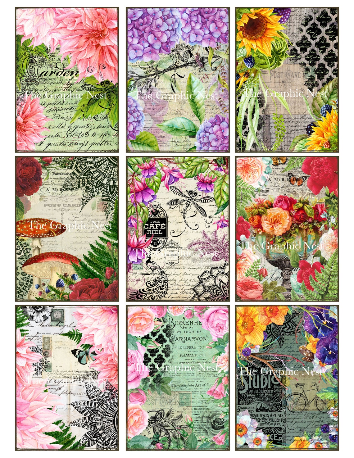Flower ATC Printable. Digital Download - Etsy