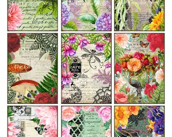 Printable ATC Cards Digital Sheet Set Vintage Illustrations Paper ...