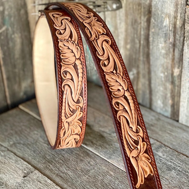 Leather Tooling Pattern Pdf for Belt, Western Floral Belt Tooling ...
