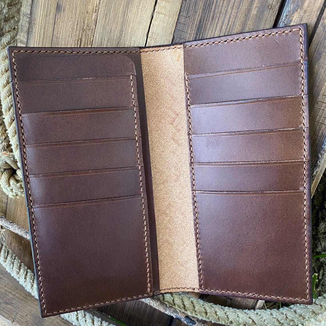 Custom Tooled Leather Roper Wallet Checkbook Wallet - Etsy