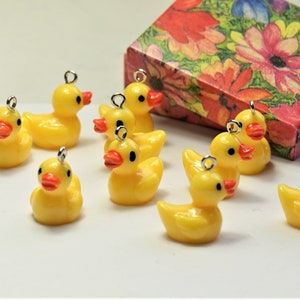 MINI DUCK CHARMS for Jewelry Creation, Resin Yellow Ducklings With ...