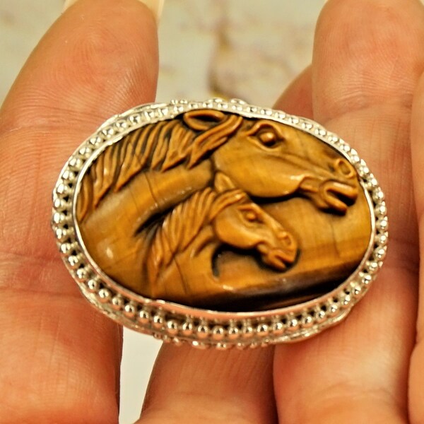 Mens Vintage Carved Tiger Eye Ring - Etsy