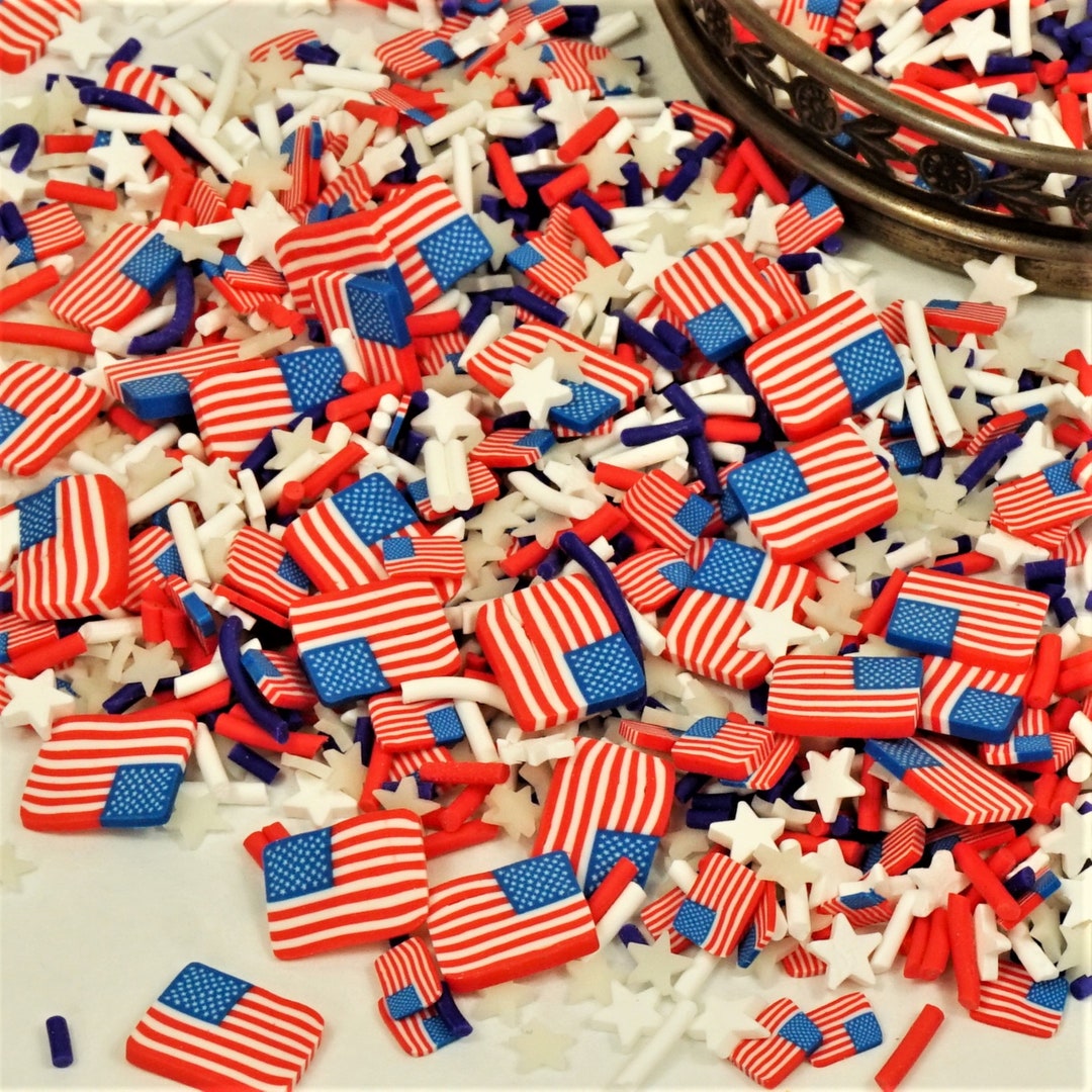 4th of July Fimo Sprinkles: American Flag, Glow Stars, DIY Gift Box - Etsy