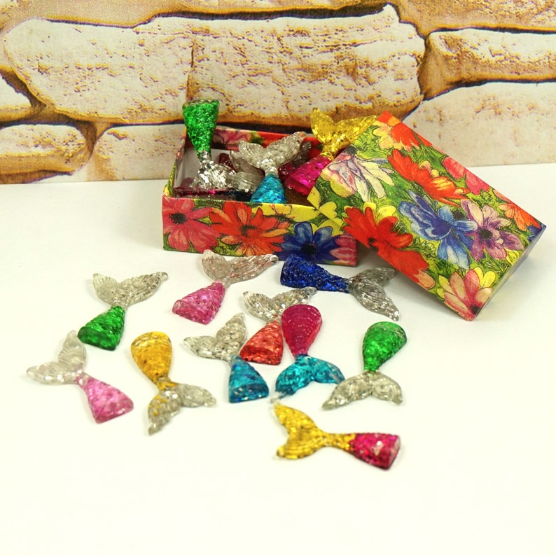 Glitter Mermaid Tails, Resin Flatback Cabochons, DIY Crafts (1.75") - Etsy