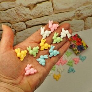 RESIN BUNNIES Flatback CABOCHONS Bunny Charms for Craft in Gift Box 10 ...