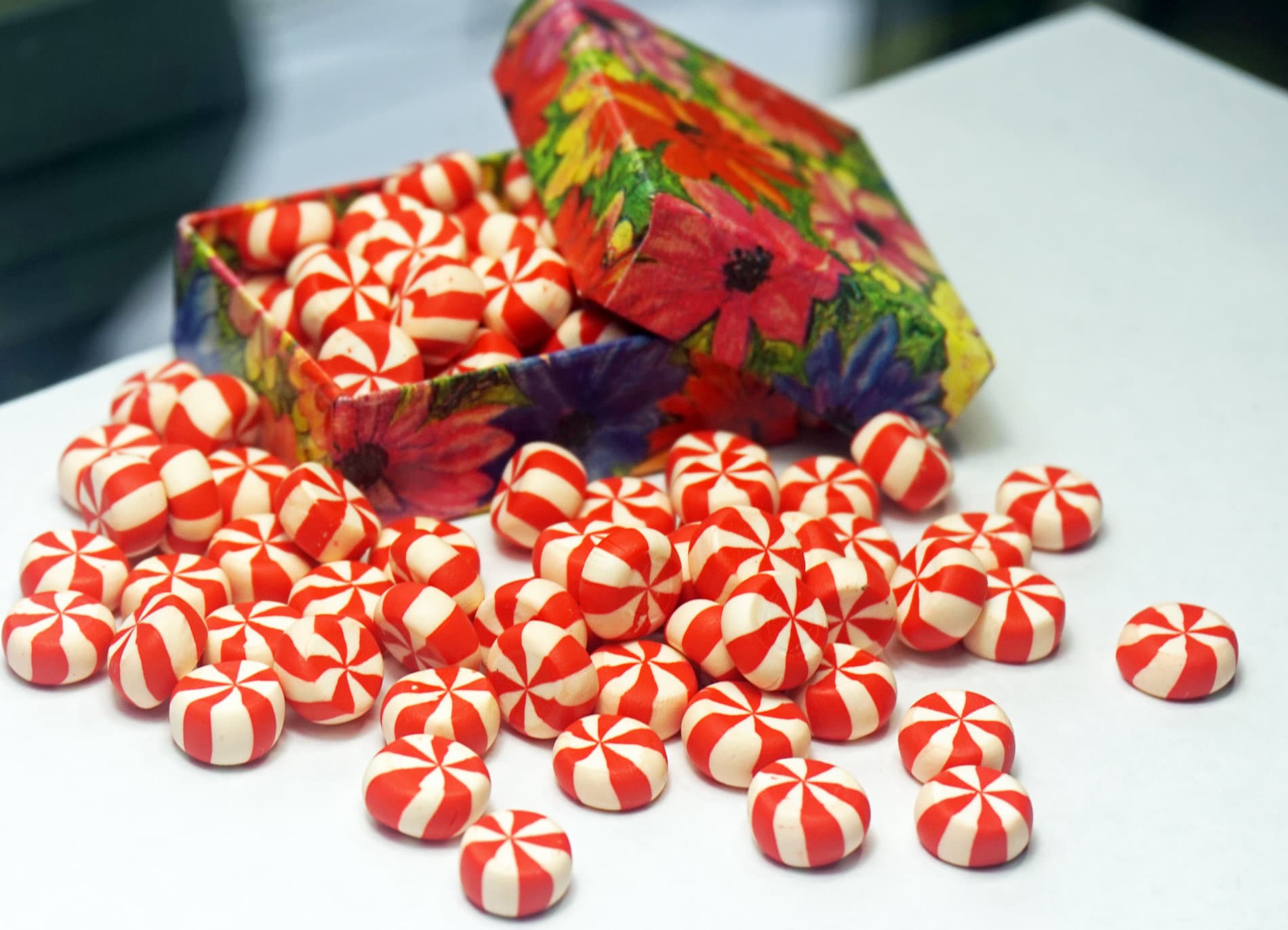 Red PEPPERMINT CANDIES CLAY Swirl Candies Fake Food Round | Etsy