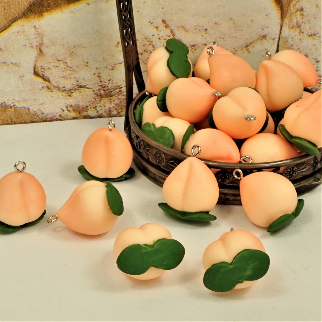 RESIN PEACH CHARMS, Mini Peaches With Hooks, Peach Pendants, Earrings ...