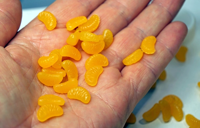 Mini TANGERINE FRUITS SLIME Plastic Tangerine Slices for Craft | Etsy