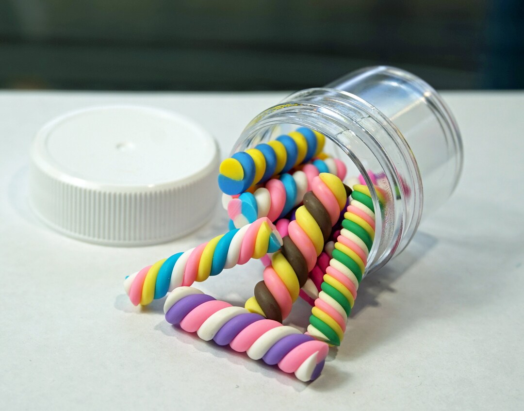 COTTON CANDY Swirl STICKS Slime Charms 12 Pcs in 1/2 Oz Jar Diy Resin ...