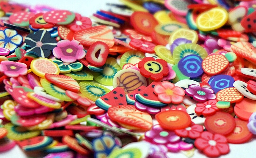 FIMO FRUITS FLOWERS Slices, 1200 PCs, Small gift for kids, Kit Diy Kids ...
