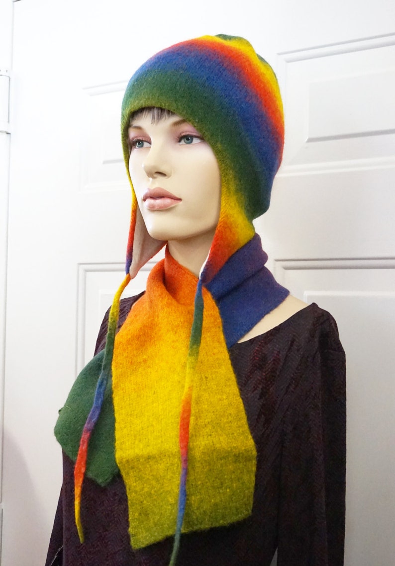Rainbow Merino Wool Hat and Scarf Set – Kids Winter Knitwear - Etsy