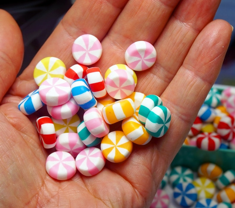 PEPPERMINT ROUND CANDIES for Craft Mixed Swirl Candy Cabochons - Etsy