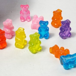 RESIN MINI BEARS, Bear Charms for Slime, Flat Back Cabochons, Mixed ...