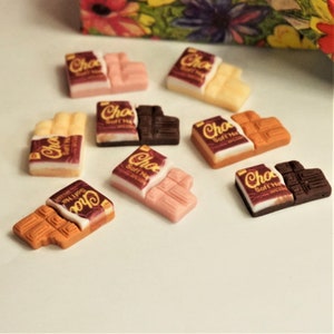 MINI CHOCOLATE BARS, Dollhouse Candies, Flat Back Cabochons, Small Gift ...