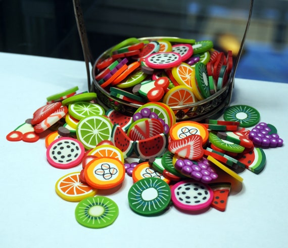 BIG FIMO FRUITS For Craft Slime Charms Diy Mixed Fruits In | Etsy