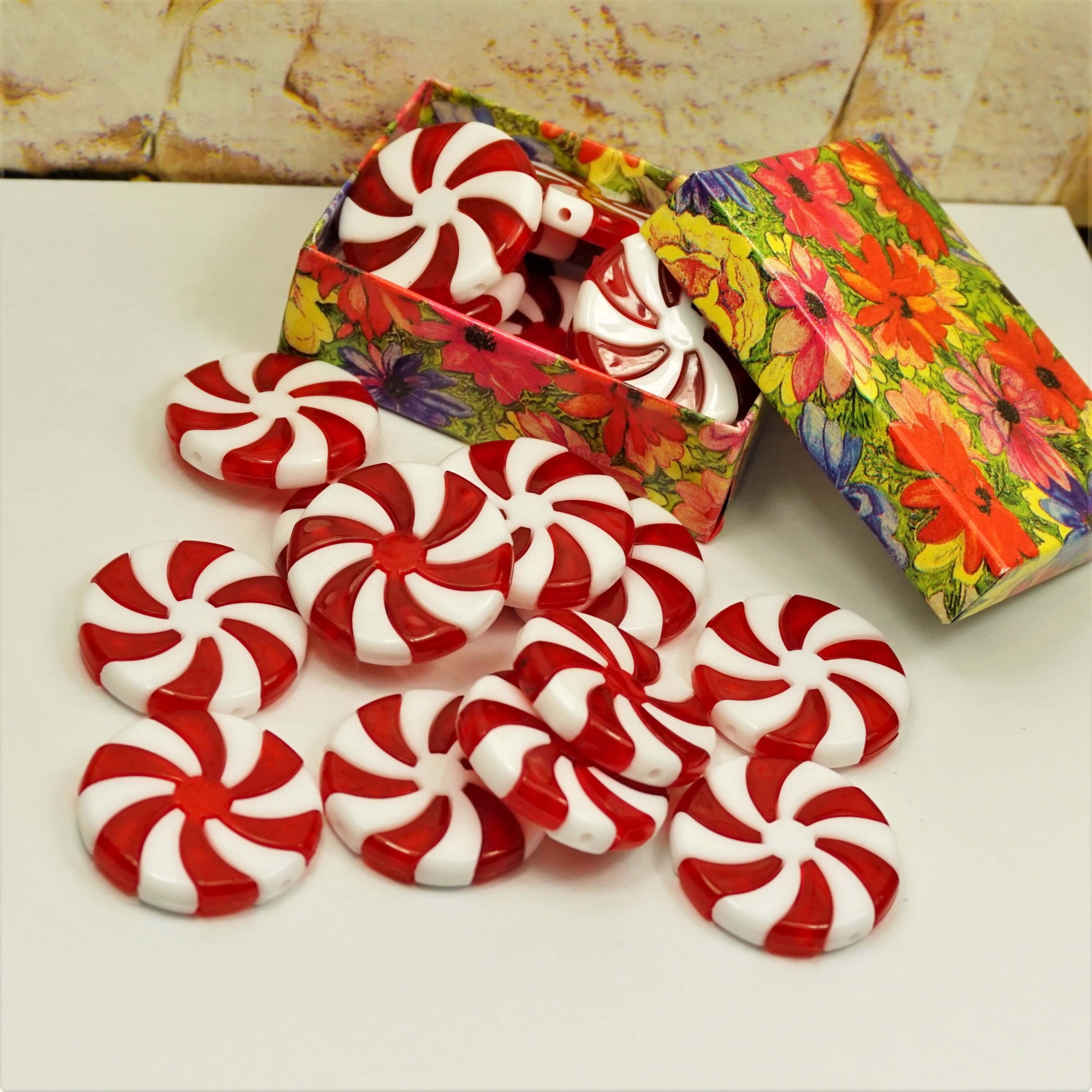 PEPPERMINT ROUND CANDIES Christmas Tree Hanging Ornaments Xmas | Etsy