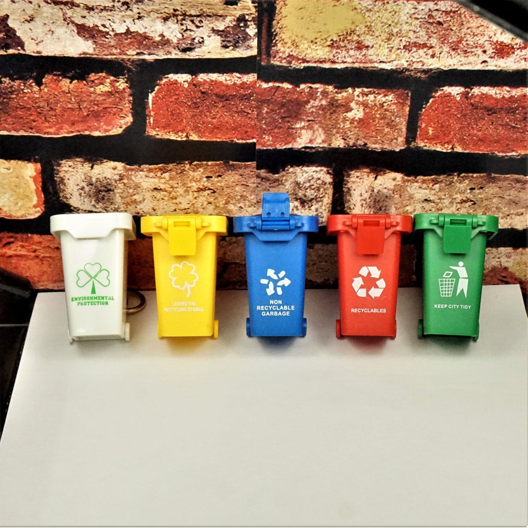 DOLLHOUSE TRASH CANS, Dollhouse Miniature Garbage Cans With Wheels ...