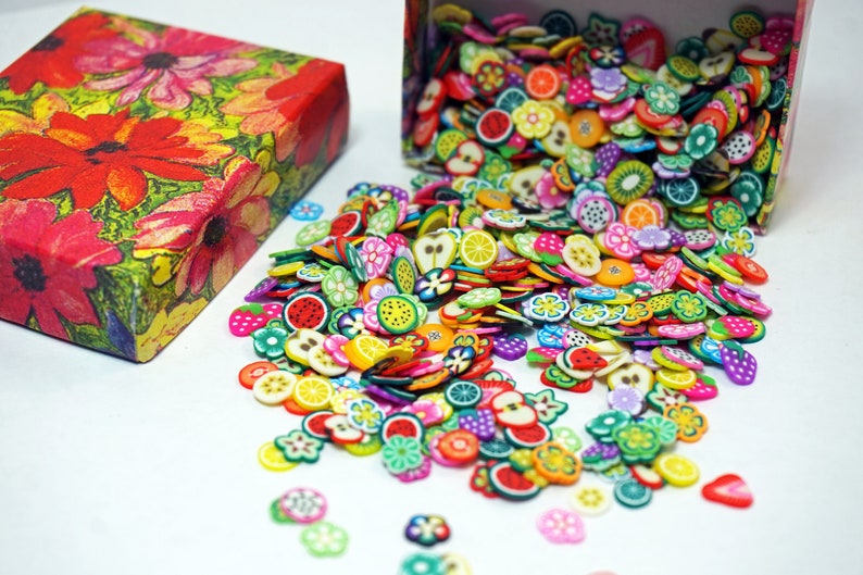 FRUITS FLOWERS FIMO Slices 1000 Fimo Pieces in Gift Box Ready | Etsy