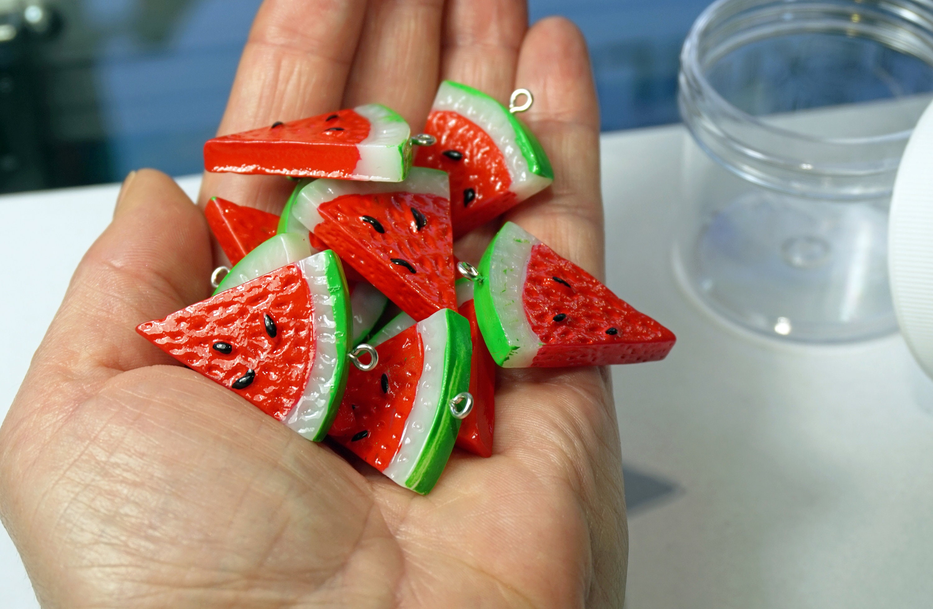 RESIN WATERMELON SLICES Pendants Watermelon Charms For Jewelry | Etsy