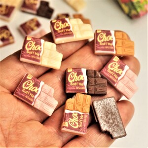 MINI CHOCOLATE BARS, Dollhouse Candies, Flat Back Cabochons, Small Gift ...