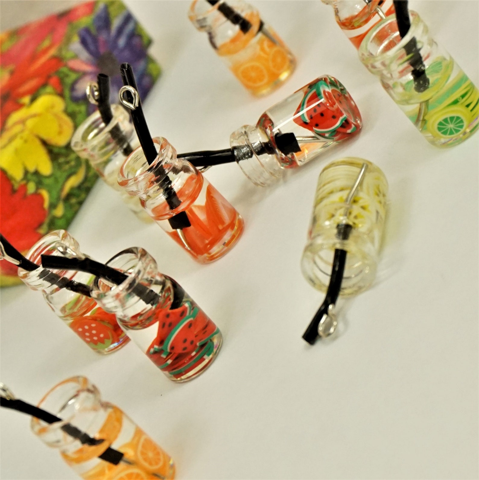 FRUIT GLASS BOTTLE Charms Mini Fruit Pendants Jewelry Creation | Etsy