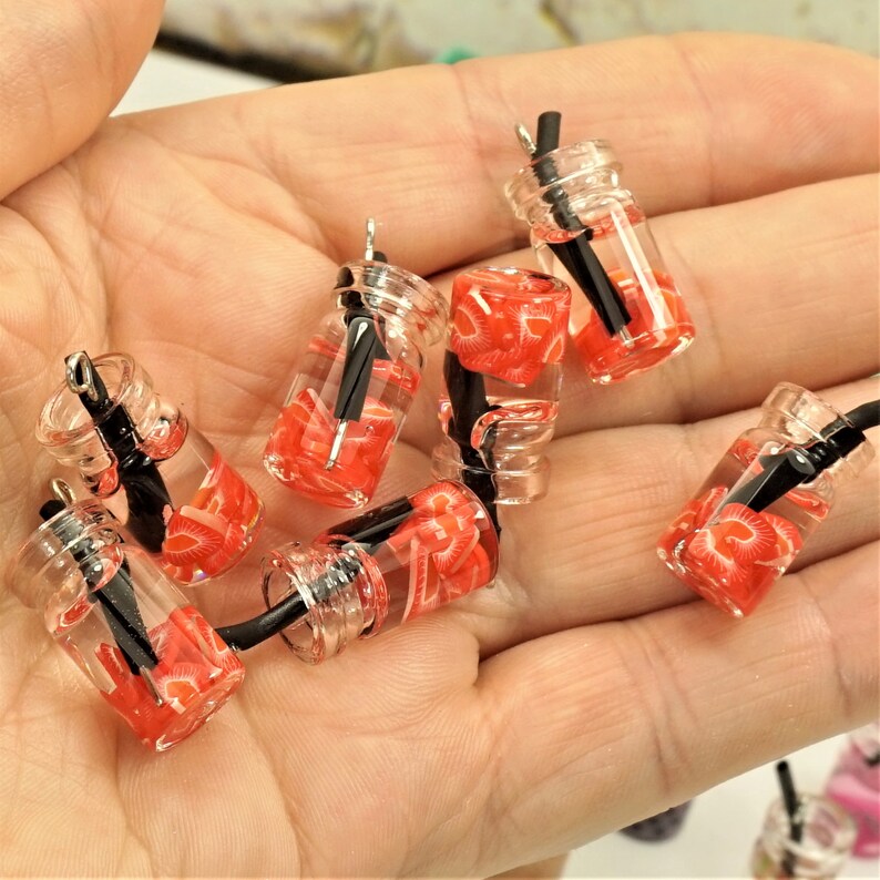 FRUIT GLASS BOTTLE Charms Mini Fruit Pendants Jewelry Creation | Etsy