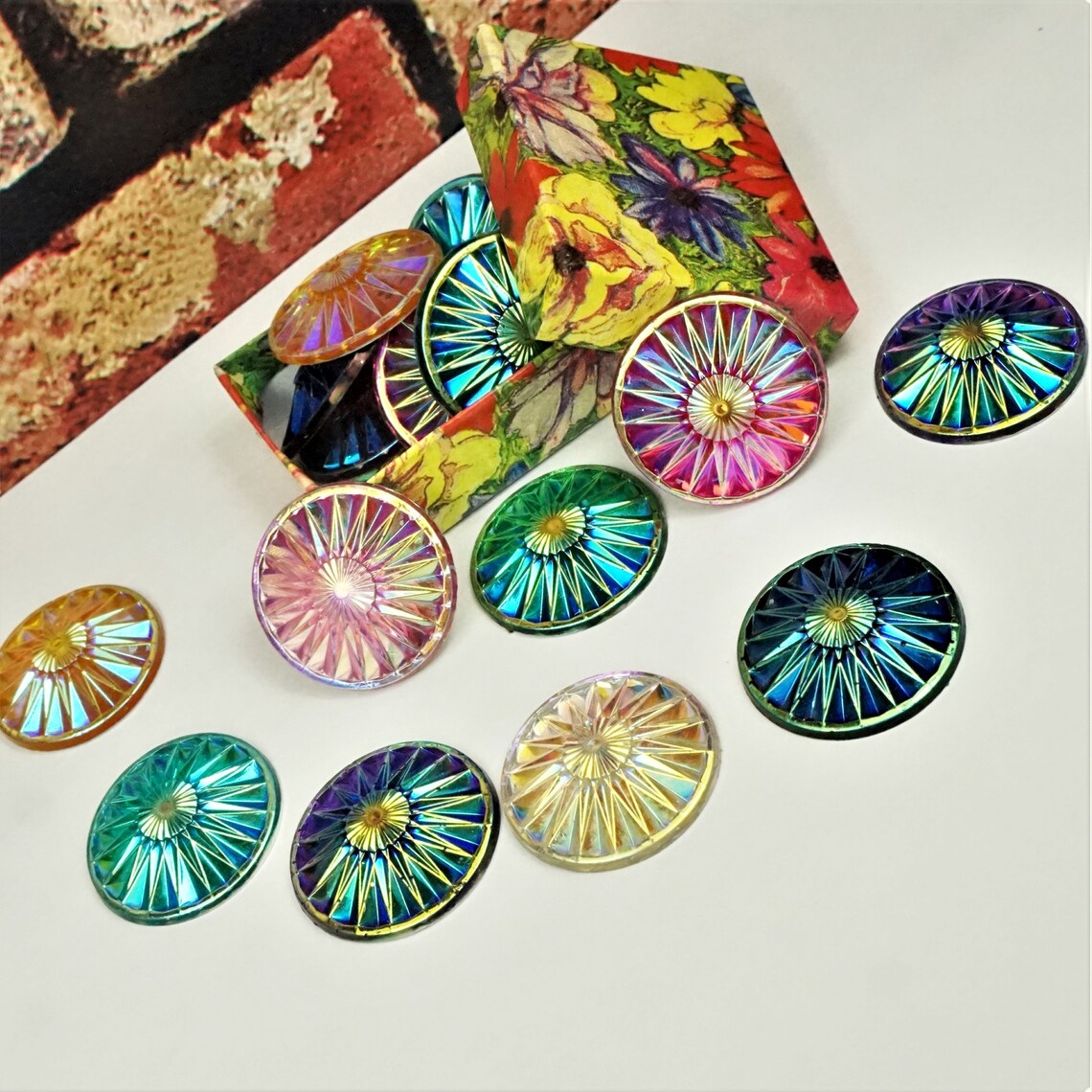 Neon Resin Wheel Cabochons, 29mm Craft Buttons, 4pcs Gift Box Set - Etsy
