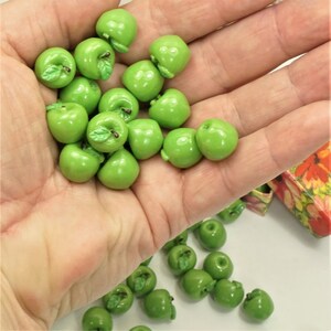 MINI Green APPLES FRUITS, Dollhouse Food Miniatures, Resin Green Apples ...