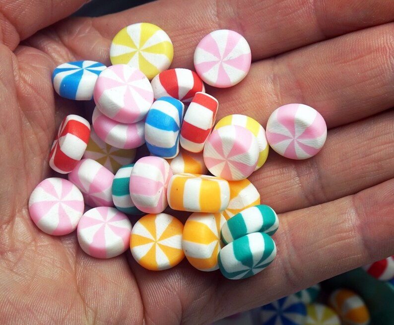 PEPPERMINT ROUND CANDIES for Craft Mixed Swirl Candy Cabochons - Etsy